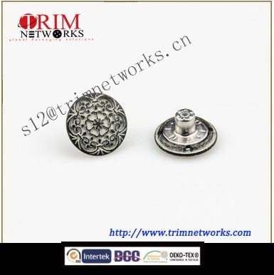 Alloy jeans 20MM HVB Old Tin concave flower pattern plastic inside fashion accessories button