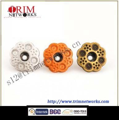 Alloy jeans metal button maker 17.8MM HVB Orange copper/HVB Nickle/HVB Anti-brass surface with flower pattern button