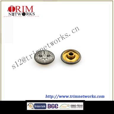 Brass rivet 11MM HVB Oxid tin convex vintage pattern round fashion metal button