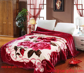 China Blanket with flowers Grade A B Thicken Laschel Blankets Home Textile pink&beige blankets supplier