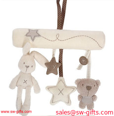 China Baby Rabbit Toy Baby Bed Stroller Hanging Rattle Plush Soft Musical Mobile Toy Carriages supplier