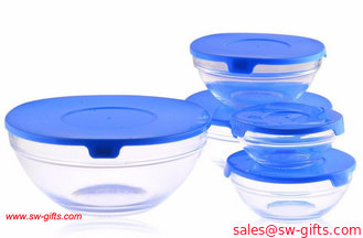 China 5Pcs Heat Resistant Preservation Glass Bowls Nested Dipping or Storage Bowls with Lids supplier