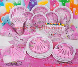 China Fantasy girl theme kids disposable paper cups + plates party pack birthday Party Decoration Set party supplies supplier