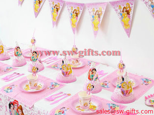 China Princess Snow White Cinderella Bell Mermaid Sleeping Beauty Tangled Kids Baby Birthday Party Event Decoration Supplies supplier