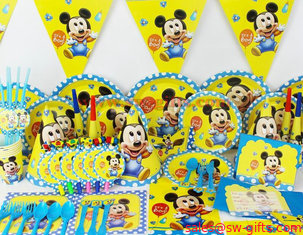 China Baby Mickey theme Baby birthday party set plate cup&napkin tablecloth favor gift for Kids Event Party Supplies supplier