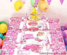 China Princess Crown Theme cup plate horn knife napkin tblecover for Kids Birthday Party Supplies set 6people use supplier