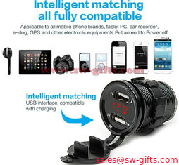 China Universal Car Charger USB Vehicle DC12V-32V Waterproof Dual USB Charger 2 Port Power Socket 5V 2.1A/1A High Quality supplier