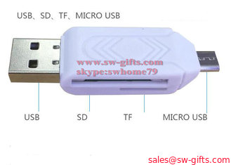 China 2 in 1 USB OTG Card Reader Universal Micro USB OTG TF/SD Card Reader Phone Extension Headers Micro USB OTG Adapter supplier