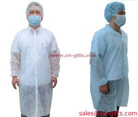 China Disposable Lab Coats Nonwoven Fabric Work Coveralls Food Workshop White Ropa Dustproof Gown Velcro Protective Clothing supplier