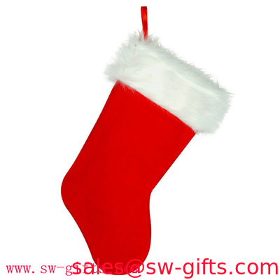 Red Plush Stockings Chirstmas Stocking Party Accessory Small Red Stocking supplier