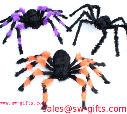 Halloween Supplies Props Decoration Black Flower Plush Spider Plastic Spider supplier