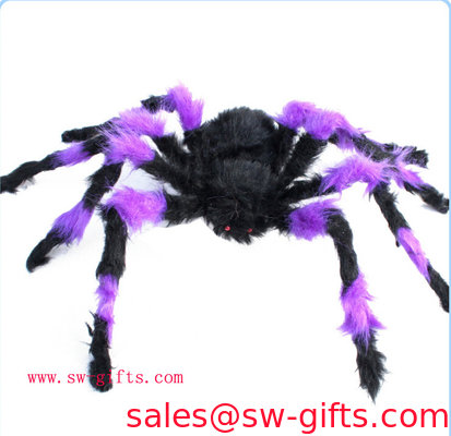 Halloween Supplies Props Decoration Black Flower Plush Spider Plastic Spider supplier