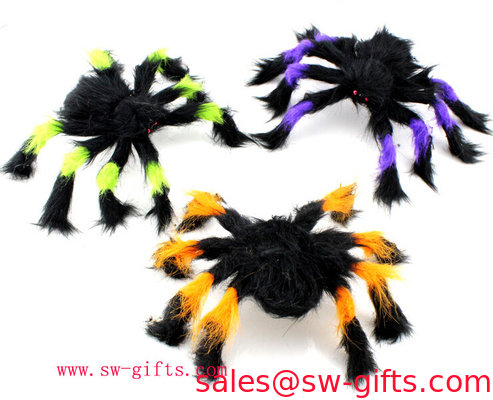Halloween Supplies Props Decoration Black Flower Plush Spider Plastic Spider supplier