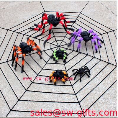 Halloween Supplies Props Decoration Black Flower Plush Spider Plastic Spider supplier