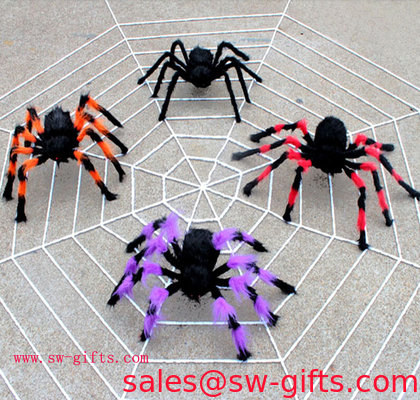Halloween Supplies Props Decoration Black Flower Plush Spider Plastic Spider supplier