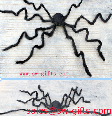 Halloween Supplies Props Decoration Black Flower Plush Spider Plastic Spider supplier