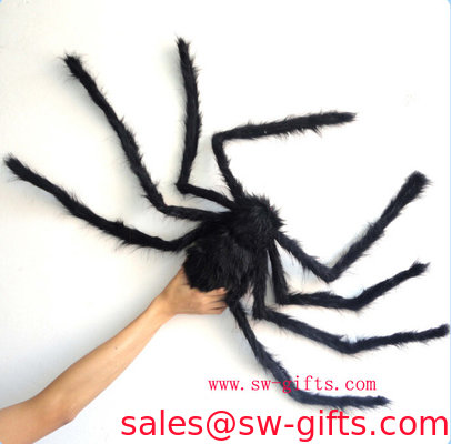 Halloween Supplies Props Decoration Black Flower Plush Spider Plastic Spider supplier