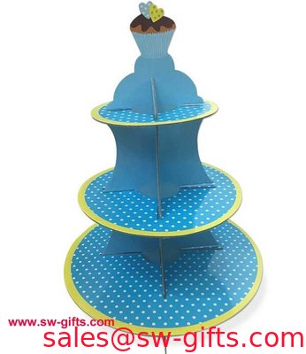 Fashion Colorful Design 3 Tier Paper Cardboard Cupcake Stand,Wholesale Wedding Cake Stand supplier