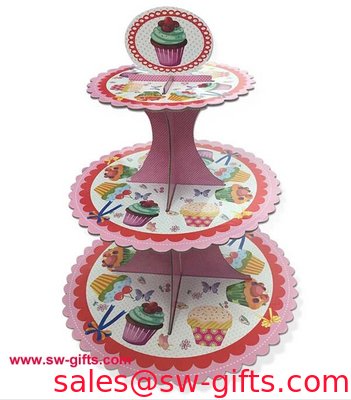 Fashion Colorful Design 3 Tier Paper Cardboard Cupcake Stand,Wholesale Wedding Cake Stand supplier