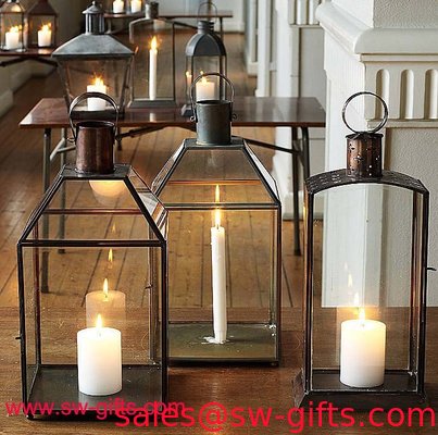White Metal Lantern Christmas Decoration Designs Hurricane Lamp Nordic Candle Holder supplier