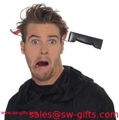 Tricky&Toys Horrible Toys Design Plastic Knife Plastic Fake Knife Through Head Party toys supplier