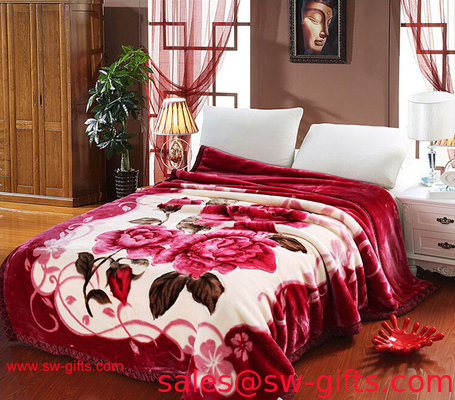 Blanket with flowers Grade A B Thicken Laschel Blankets Home Textile pink&beige blankets supplier