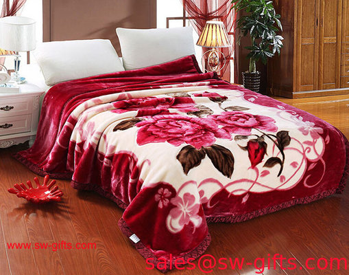 Blanket with flowers Grade A B Thicken Laschel Blankets Home Textile pink&beige blankets supplier
