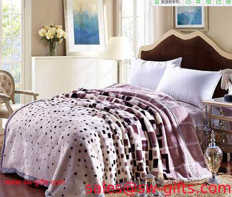 Blanket with flowers Grade A B Thicken Laschel Blankets Home Textile pink&beige blankets supplier