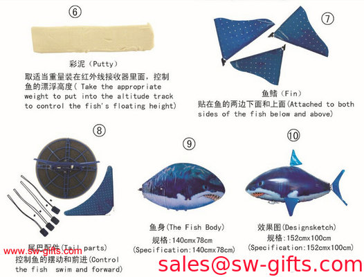 HOT Sale Remote Control Rlying Shark Electric Fish RC Fishing Plastic Inflatable Blimp supplier