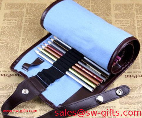 New Blue 38 Hole Pencil Bag School Canvas Painting Stationery Roll Pencil Case Sketch supplier