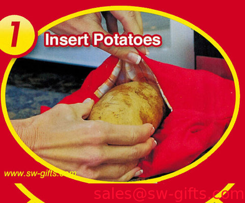 NEW Red Washable Cooker Bag Baked Potato Microwave Cooking Potato Quick Fast cooks 4 potat supplier