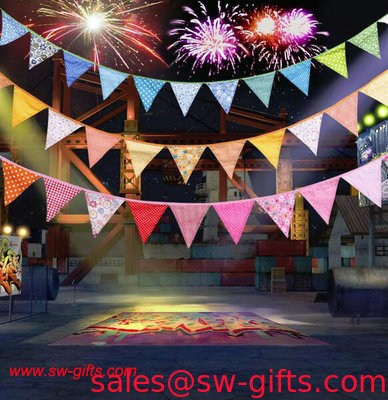 Event Party Supplies Birthday Wedding Christmas Decoration Multi-Color Fabric Bunting Penn supplier