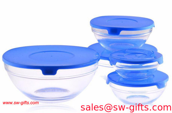 5Pcs Heat Resistant Preservation Glass Bowls Nested Dipping or Storage Bowls with Lids supplier