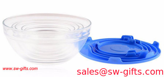 5Pcs Heat Resistant Preservation Glass Bowls Nested Dipping or Storage Bowls with Lids supplier