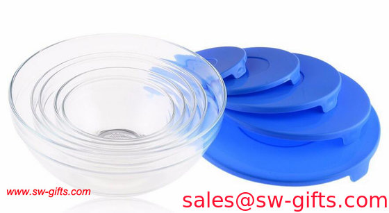 5Pcs Heat Resistant Preservation Glass Bowls Nested Dipping or Storage Bowls with Lids supplier