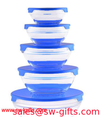 5Pcs Heat Resistant Preservation Glass Bowls Nested Dipping or Storage Bowls with Lids supplier