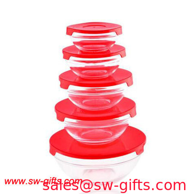 5Pcs Heat Resistant Preservation Glass Bowls Nested Dipping or Storage Bowls with Lids supplier