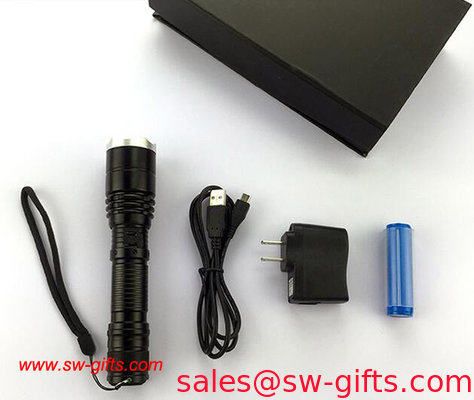 Wholesale Aluminum Zoomable Micro USB Rechargeable Best Led Flashlight Torch Light supplier