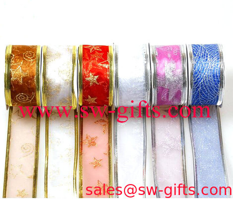 Organza Bling Ribbon Wreath Christmas Present Weeding Wire Edged Packing Gifts supplier