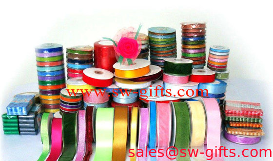 Bronzing multicolor rosettes ribbons awards Plain Color Woven Organza ribbon supplier