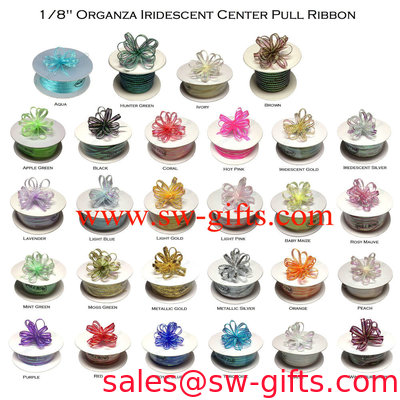 Bronzing multicolor rosettes ribbons awards Plain Color Woven Organza ribbon supplier