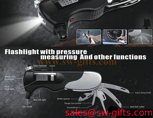 New Digital Auto Car Tire Pressure Gauge Multifunction Emergency Hammer High Quality Diagnostic Tool For Vehicle Bike Mo supplier