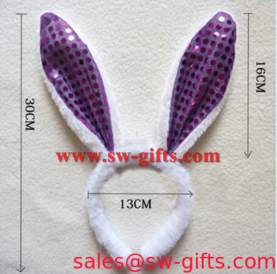 Children adult pink gold Easter Party decoration/rabbit ear/Sequin Bunny ear headband/flashing headband supplier