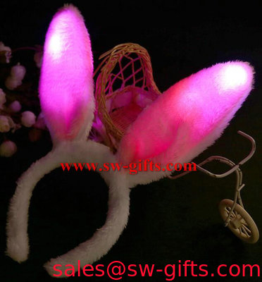Children adult pink gold Easter Party decoration/rabbit ear/Sequin Bunny ear headband/flashing headband supplier