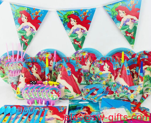 78pcs/2017 Luxury Kids Birthday Party Decoration Set Mermaid Ariel Theme Party Supplies Baby Birthday Party Pack supplier