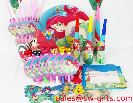 78pcs/2017 Luxury Kids Birthday Party Decoration Set Mermaid Ariel Theme Party Supplies Baby Birthday Party Pack supplier