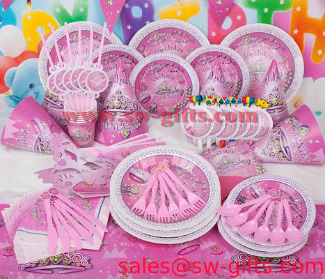 Fantasy girl theme kids disposable paper cups + plates party pack birthday Party Decoration Set party supplies supplier