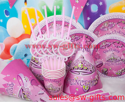 Fantasy girl theme kids disposable paper cups + plates party pack birthday Party Decoration Set party supplies supplier