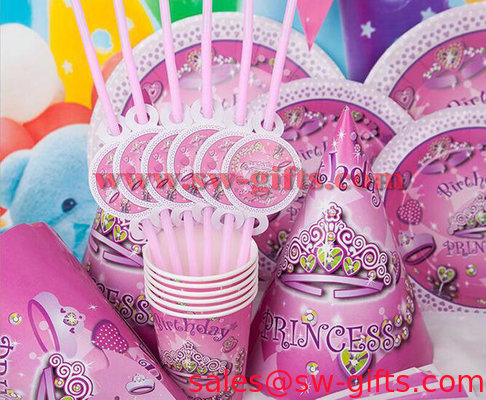 Fantasy girl theme kids disposable paper cups + plates party pack birthday Party Decoration Set party supplies supplier