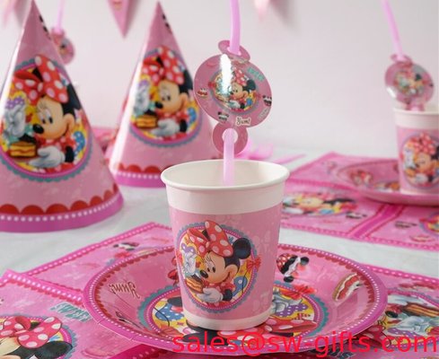 Minnie Mouse Kids Birthday Party Decoration Set Party Supplies cup plate banner hat straw loot bag fork supplier